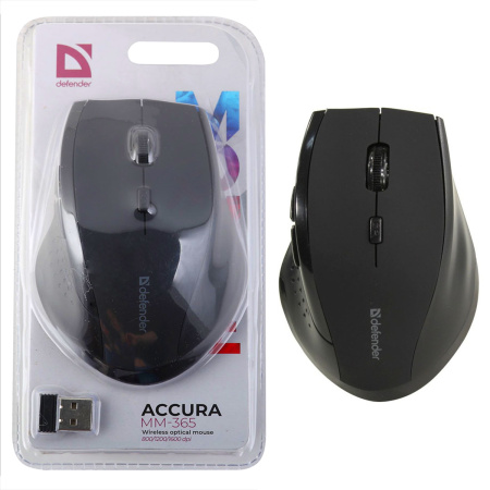 Манипулятор мышь Defender Accura MM-365 (черный) 800-1600 dpi беспроводная
